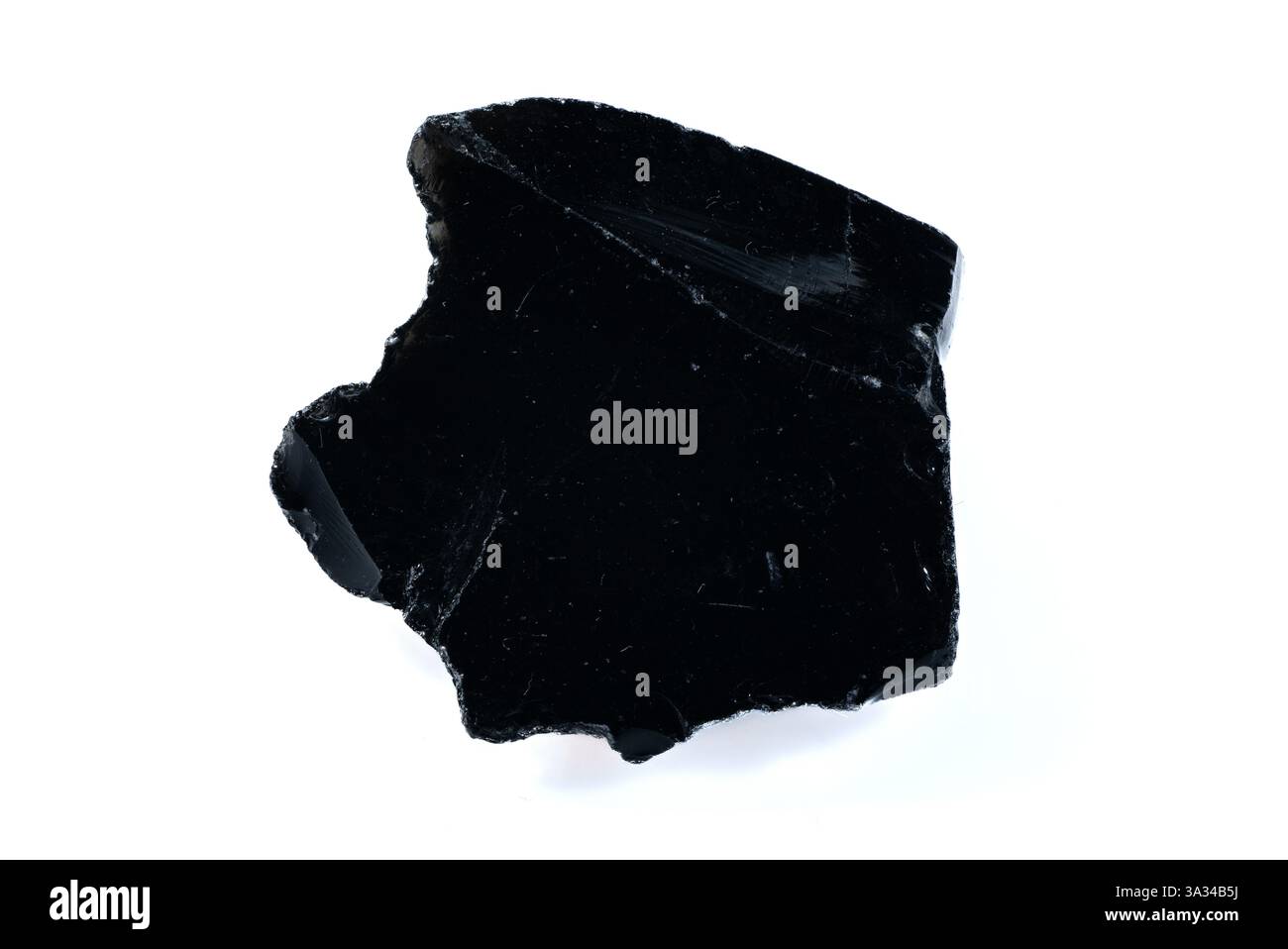 Natural Black Obsidian Rock Specimen Isolated on White Background Stock ...