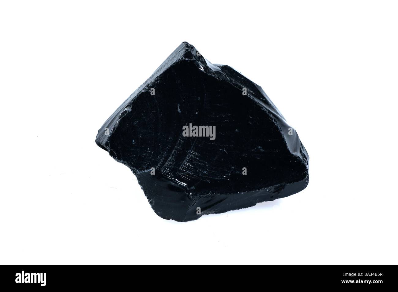 Glossy Black Natural Obsidian Rock Isolated on Pure White Background ...