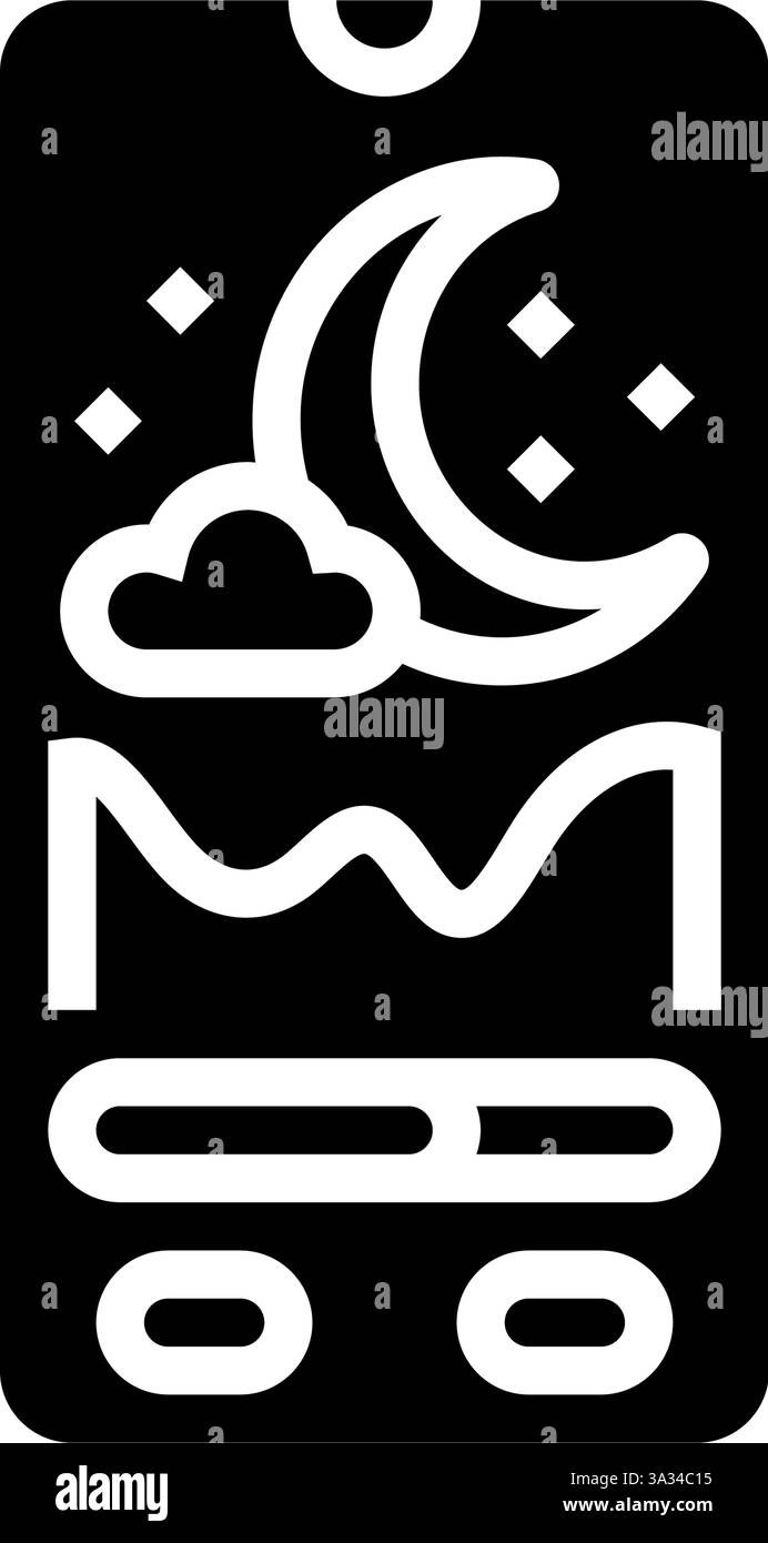 sleep tracking moon stars wearable fitness glyph icon vector ...