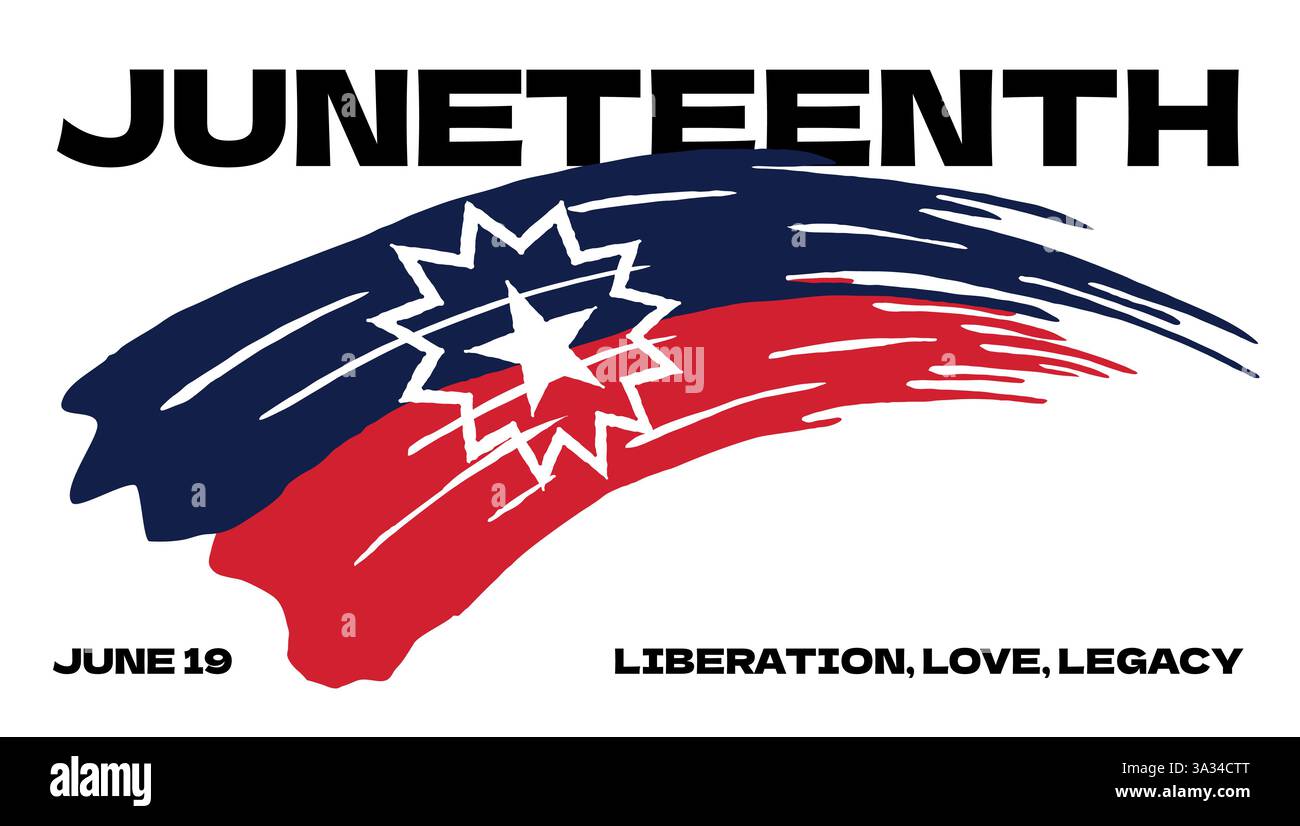Juneteenth Freedom Celebration Horizontal Banner. Red blue flag with ...