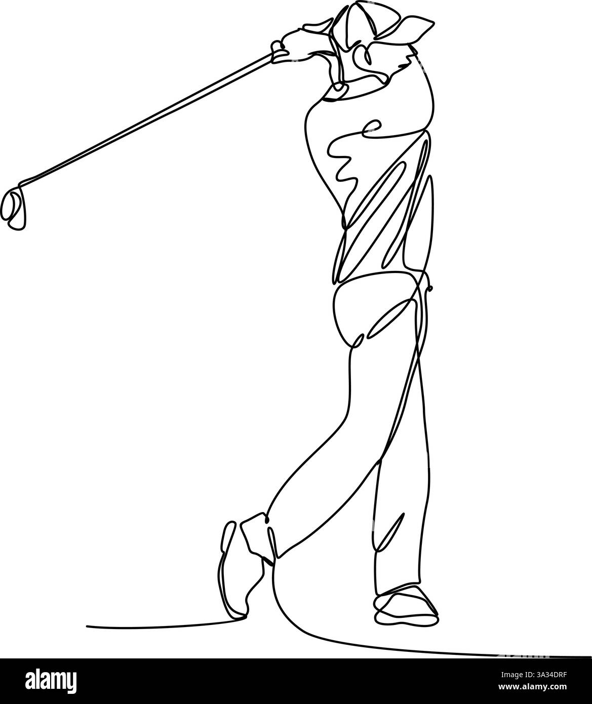 Continuous Single Line Golf Swing Line Drawing Vector Illustration ...