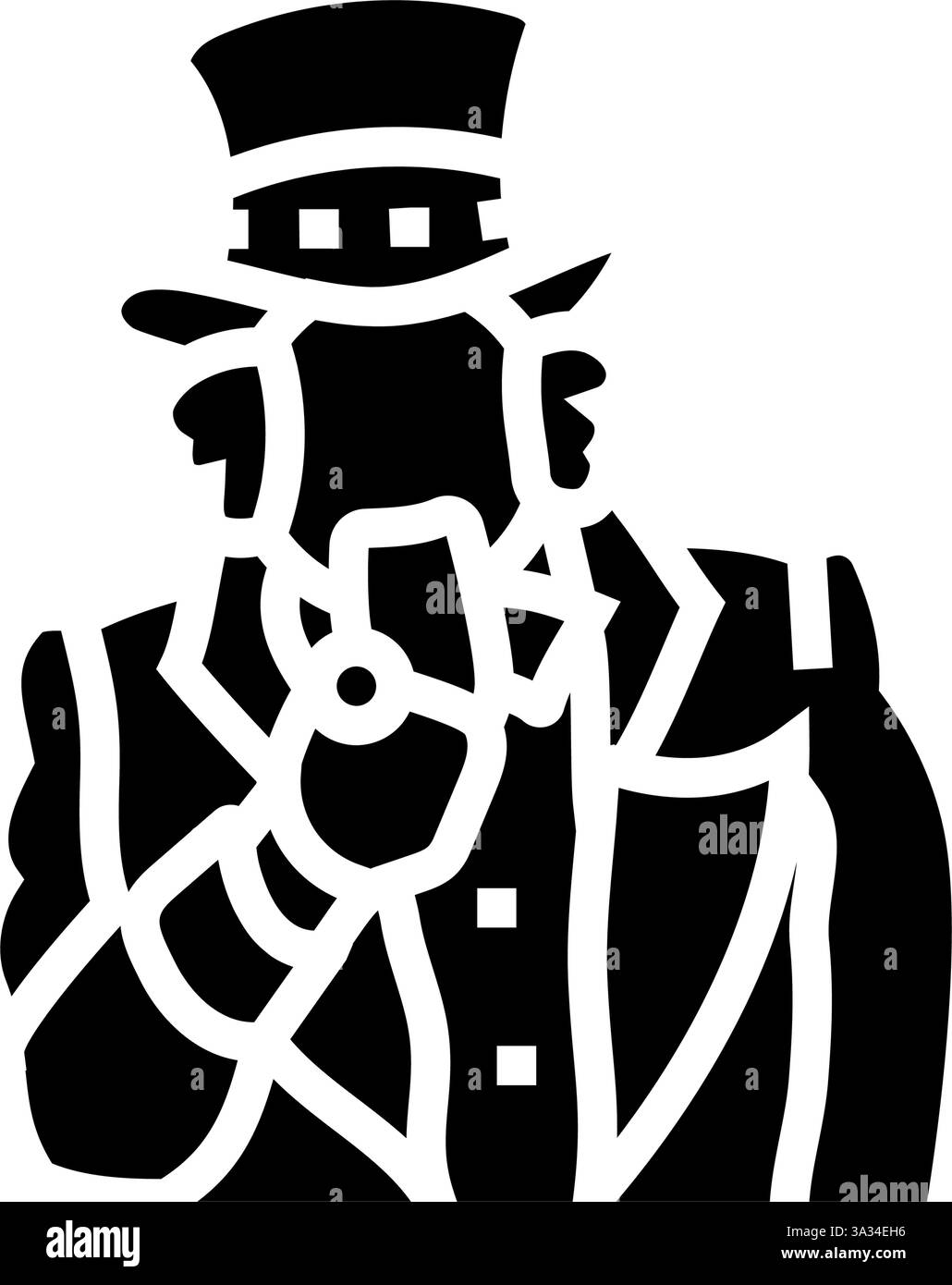 uncle sam pointing pose glyph icon vector illustration Stock Vector ...