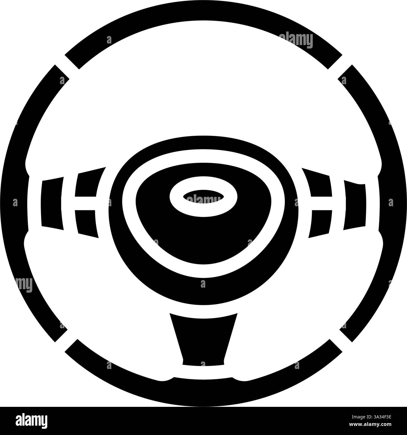 steering wheel with multimedia controls glyph icon vector illustration ...