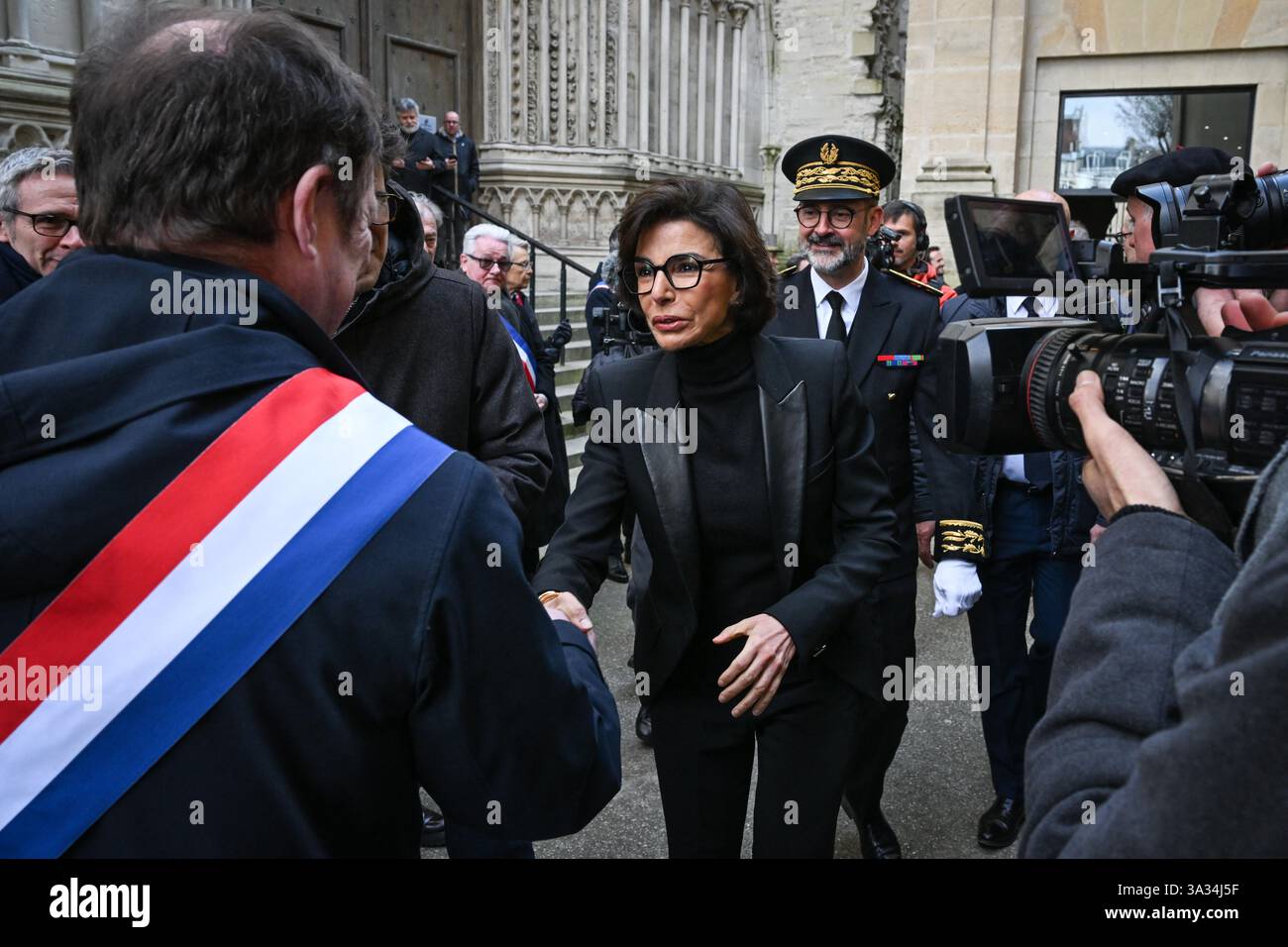 Rachida Dati, French Minister of Culture visits Saint-Denis to lay the ...