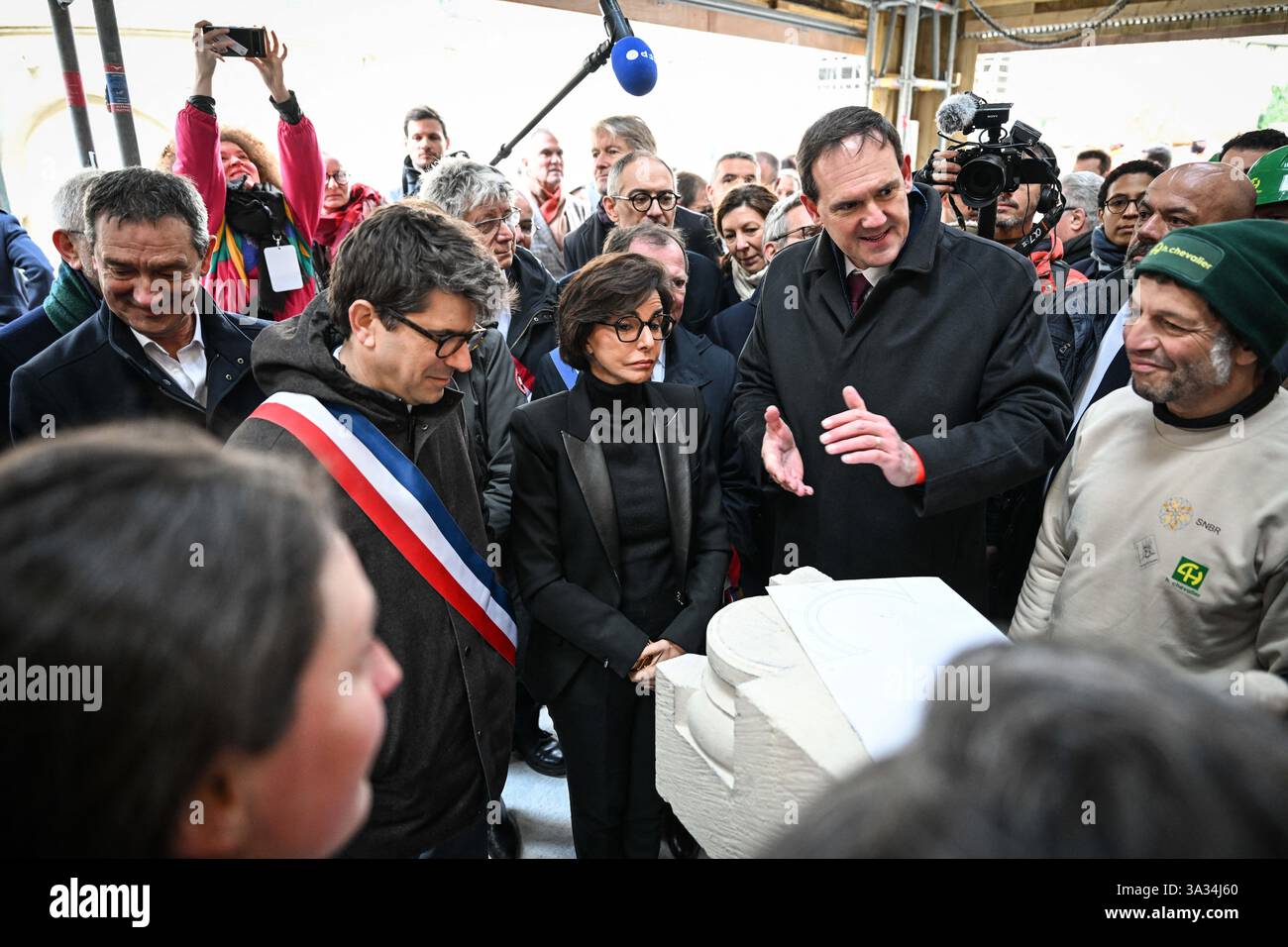 Rachida Dati, French Minister of Culture visits Saint-Denis to lay the ...