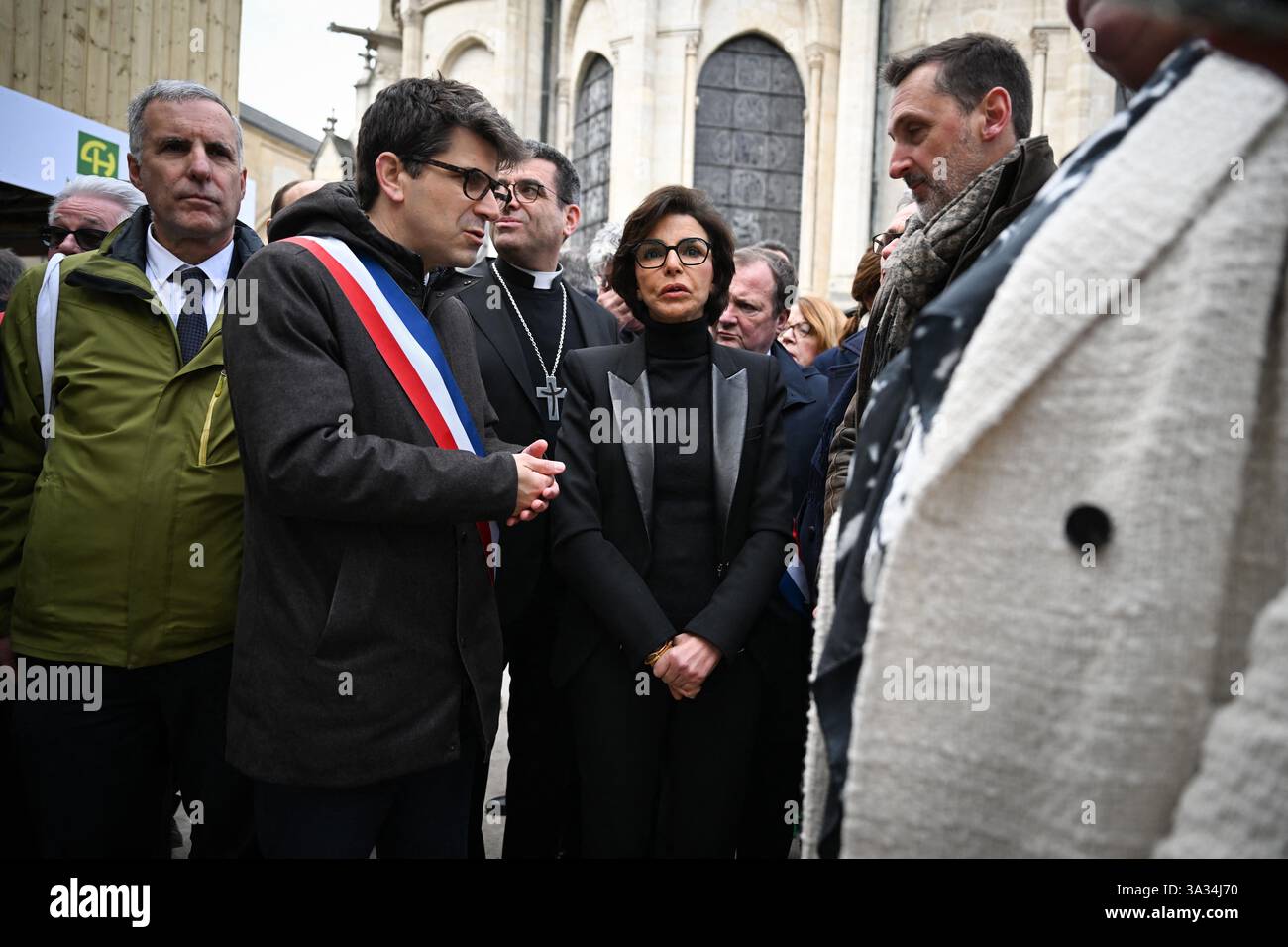 Rachida Dati, French Minister of Culture visits Saint-Denis to lay the ...