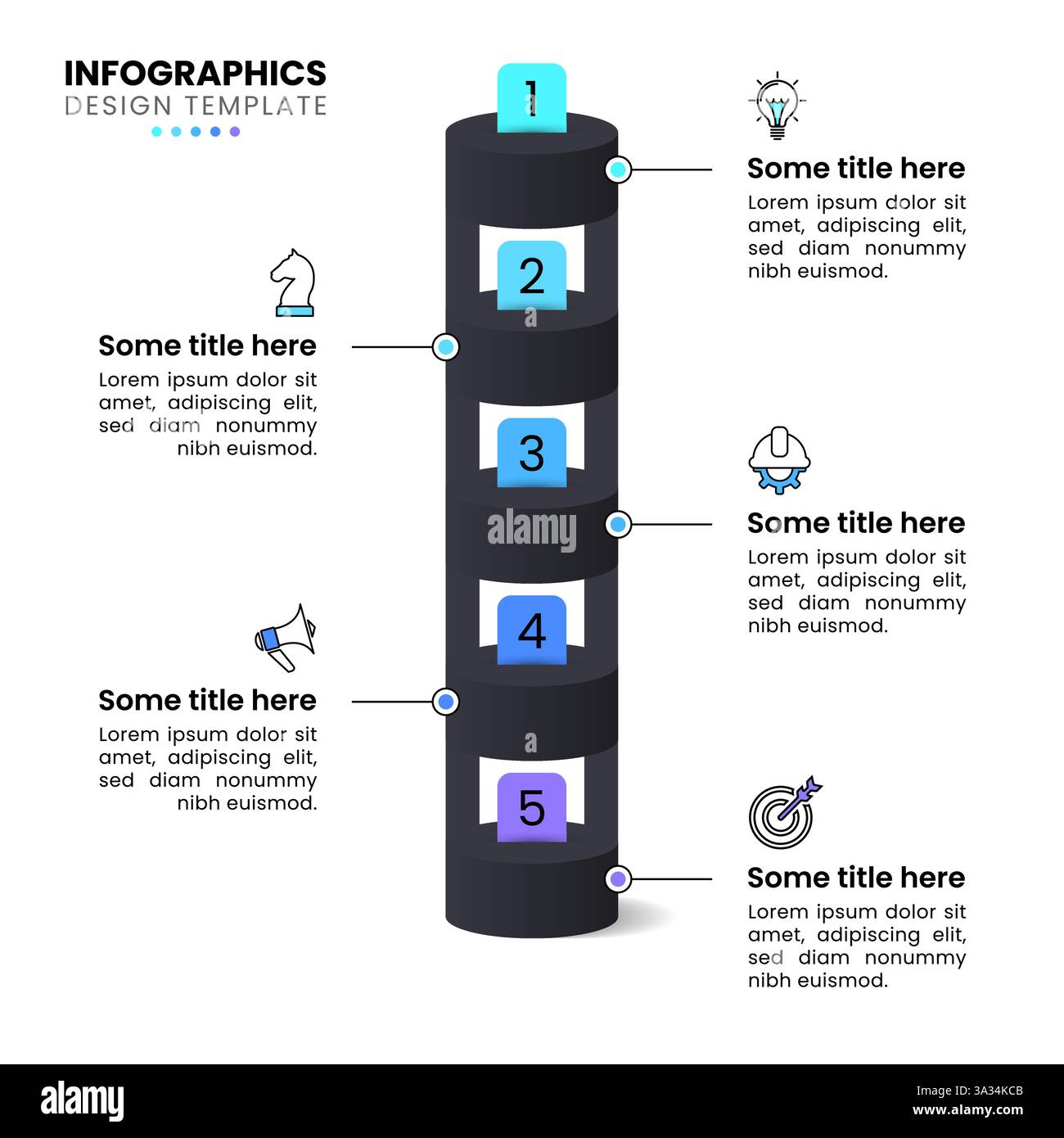 Infographic template with icons and 5 options or steps. Tower. Can be ...
