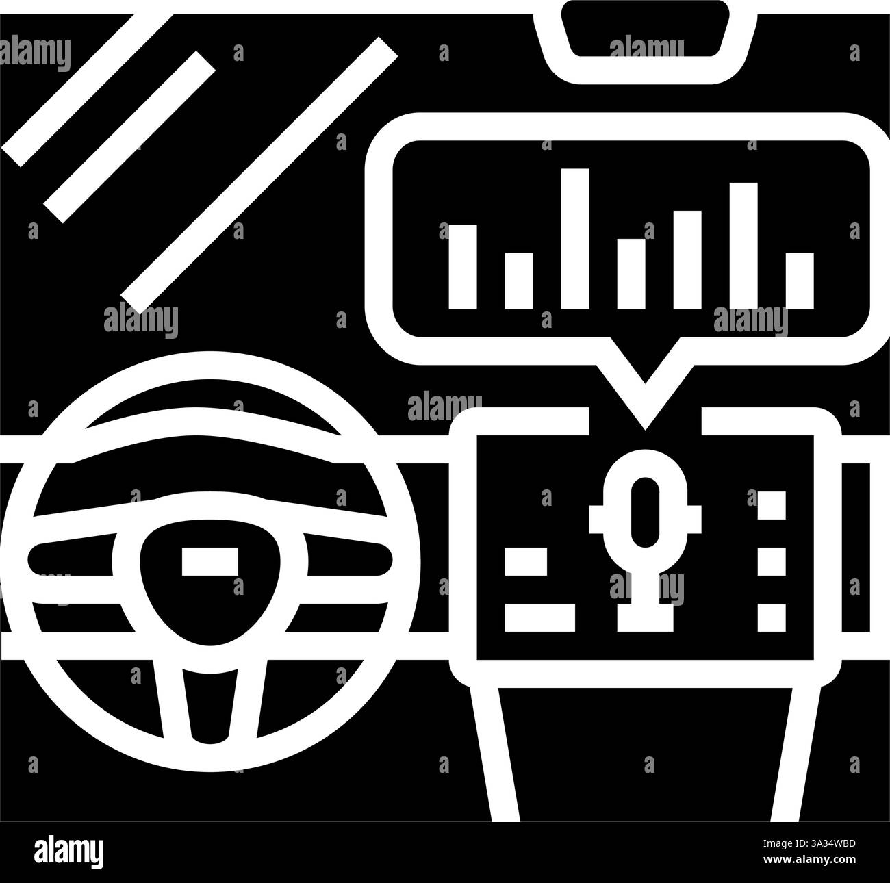 voice activated system auto tainment glyph icon vector illustration ...