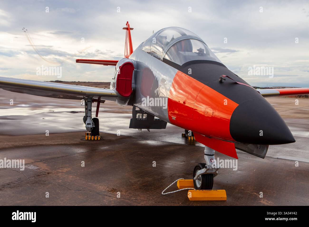 A vibrant military jet at Torrejon Air Base in Spain, an impressive ...