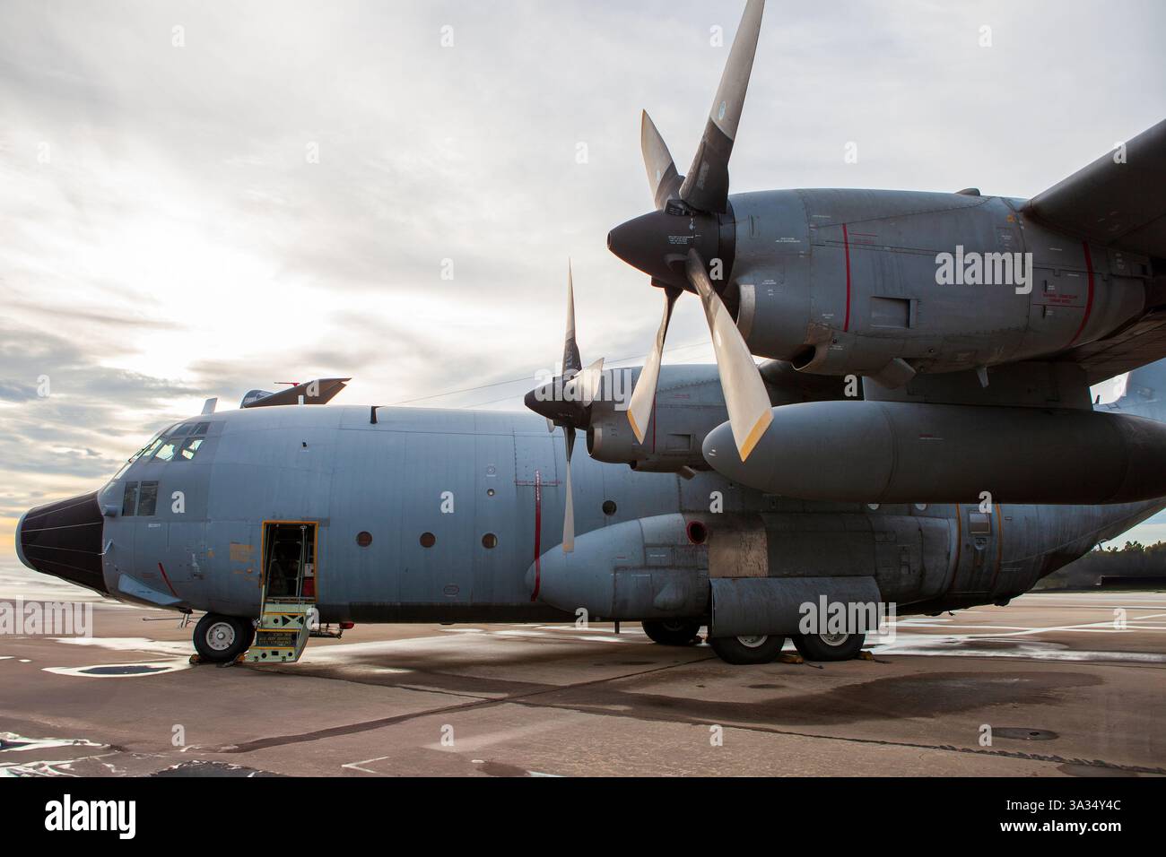 A military aircraft is showcased on the tarmac at Torrejon Air Base ...