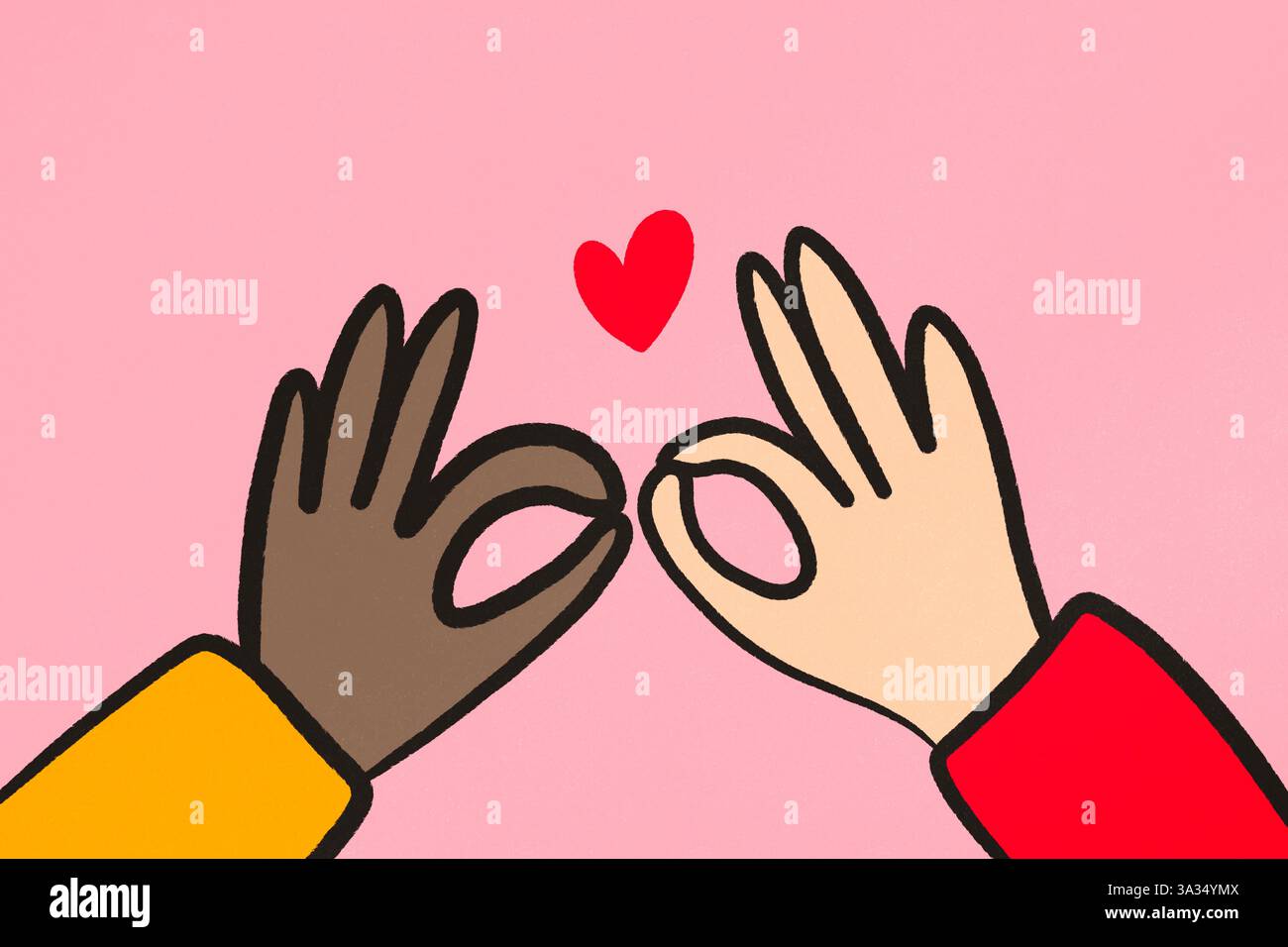 A vibrant illustration featuring two hands forming circles, symbolizing ...