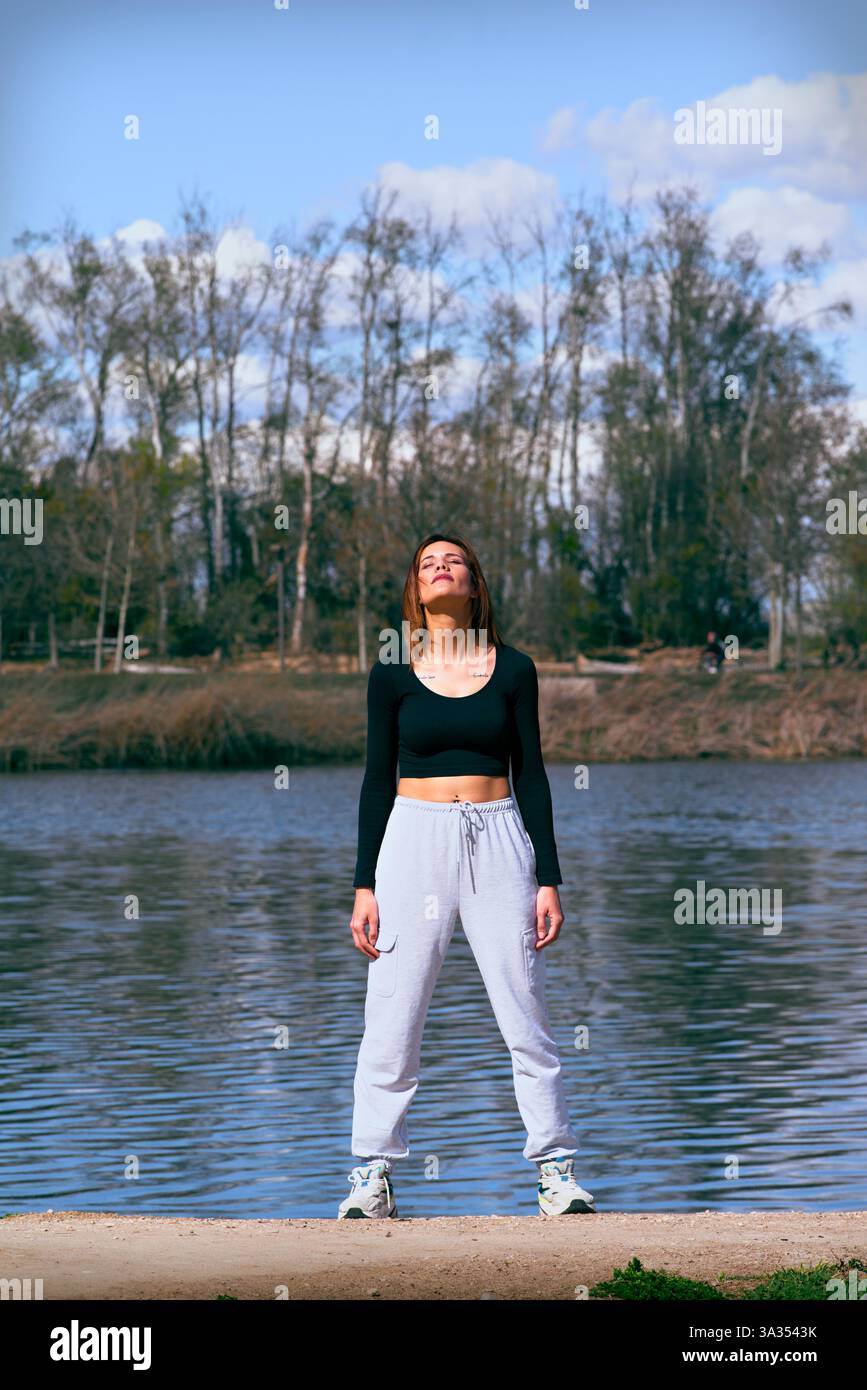 Woman calmly standing eyes closed hi-res stock photography and images ...