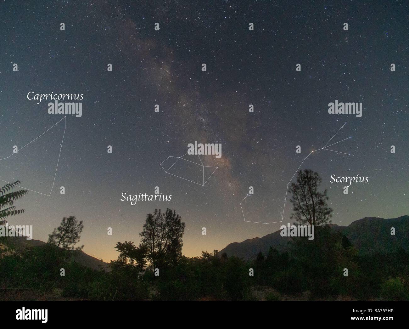 A spectacular night sky over Sequoia National Park, featuring the Milky ...