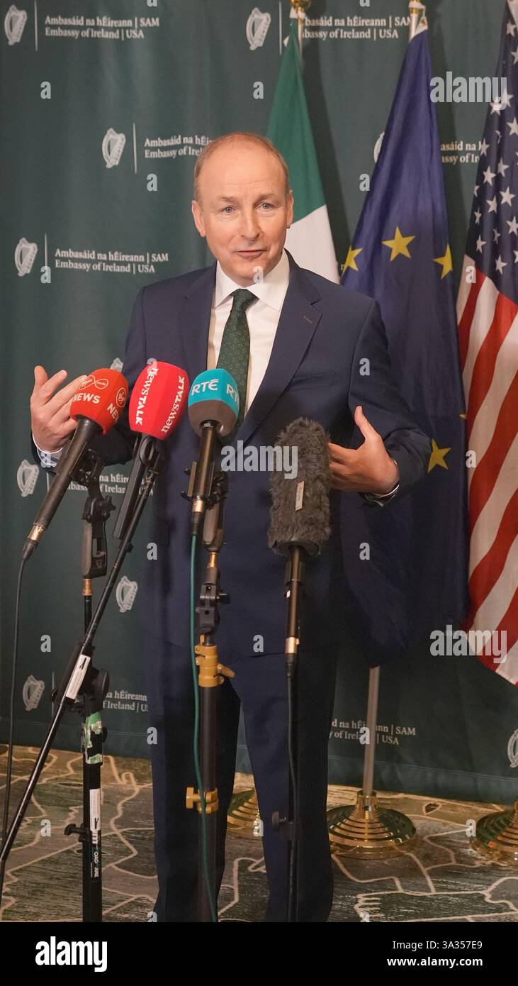 Taoiseach Micheal Martin speaking to the media in Washington DC, on the ...