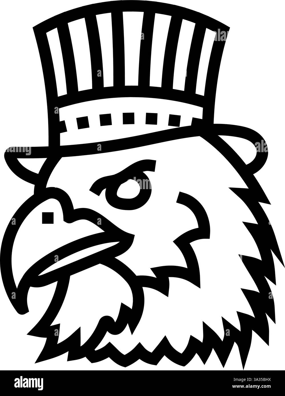 bald eagle uncle sam hat line icon vector illustration Stock Vector ...