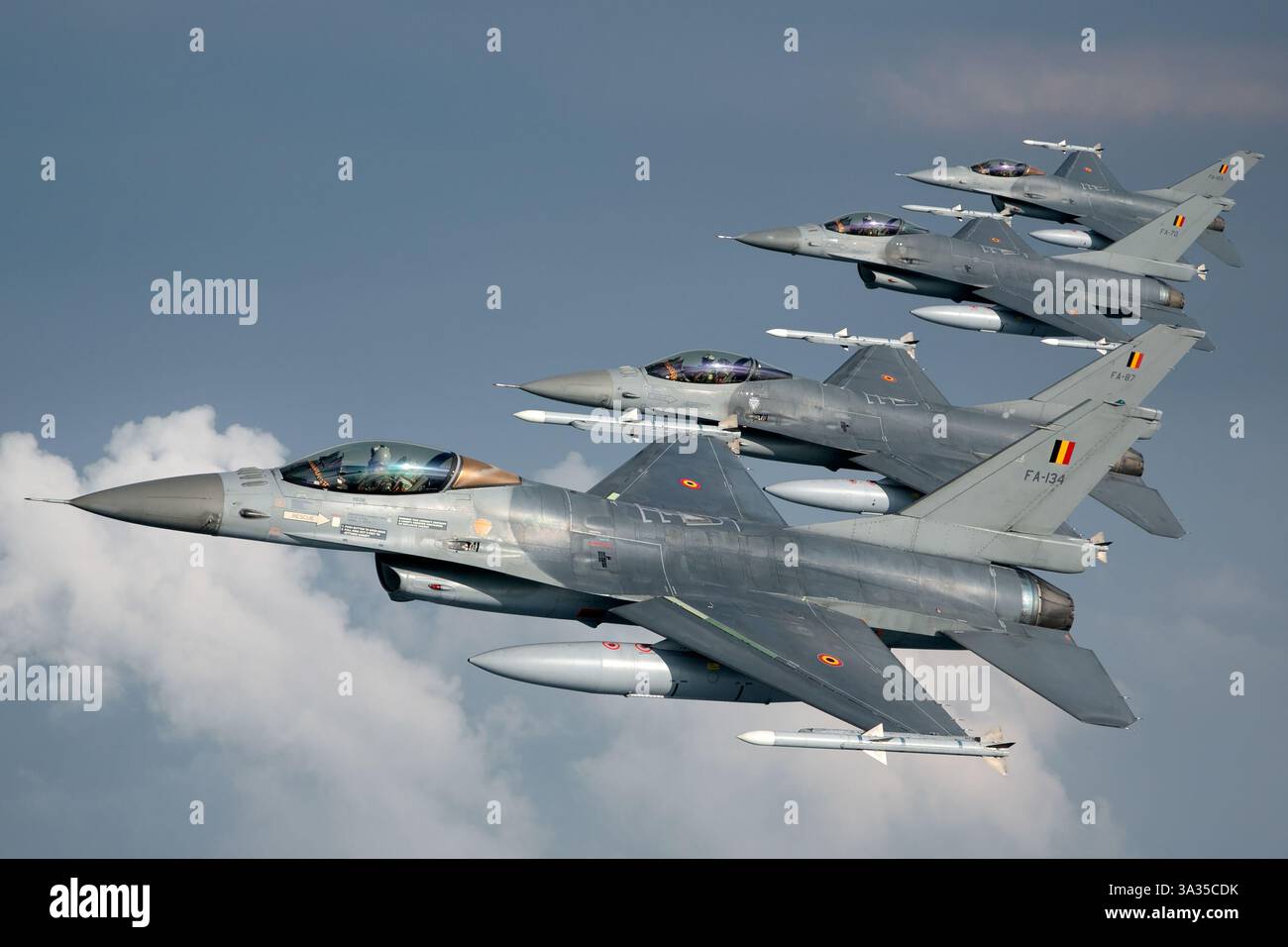 The Belgian Air Force F-16AM Fighting Falcons, identified by ...