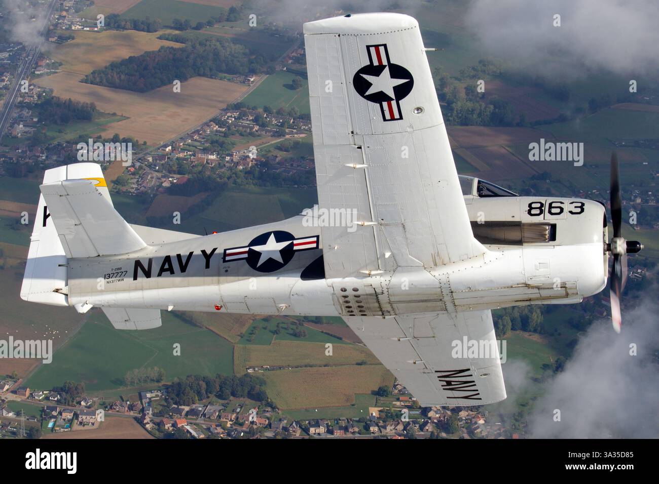 The underside view of the United States Navy North American T-28B ...