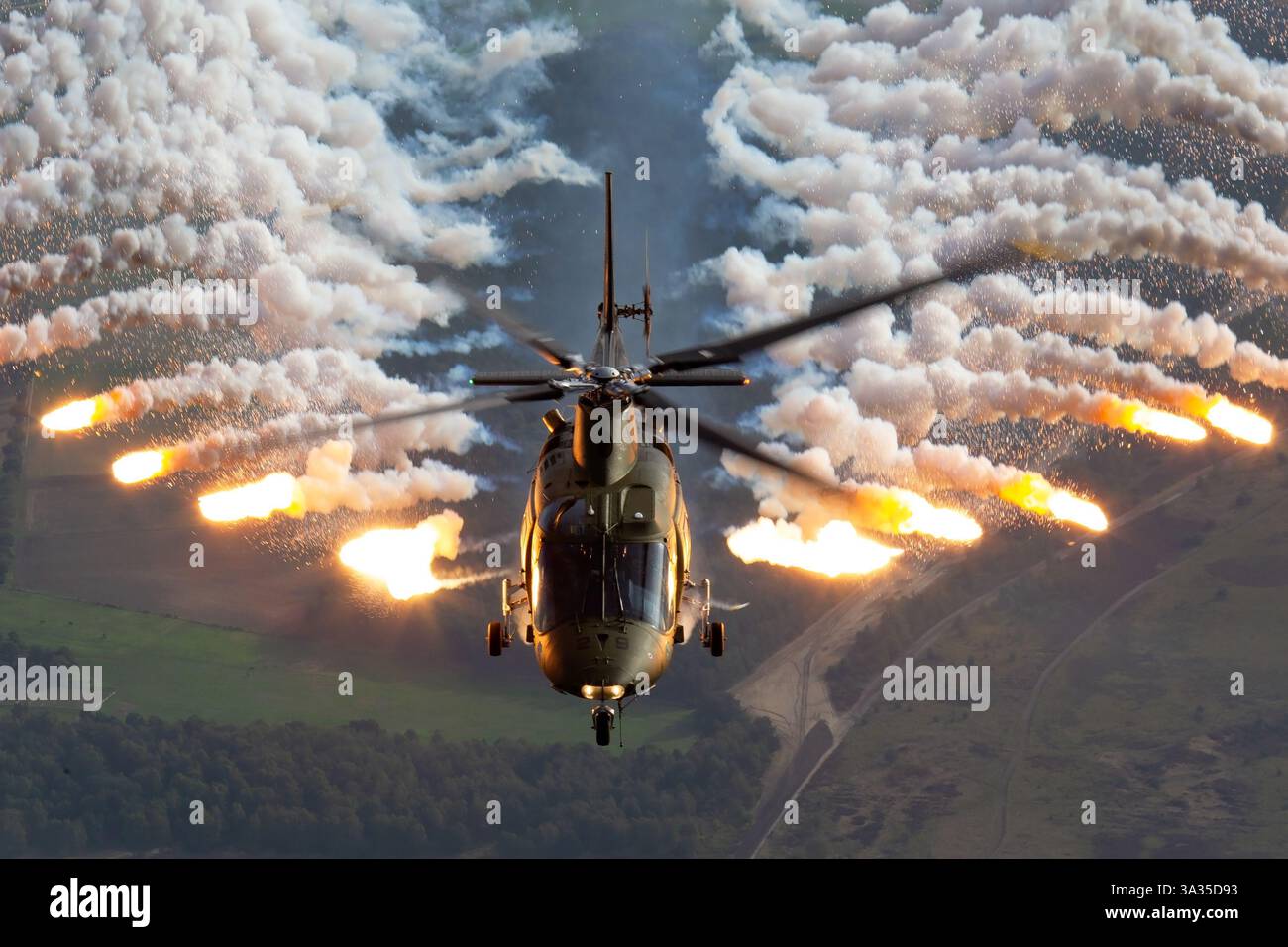 The Belgian Air Force August A-109BA, Reg H29, performing flare ...