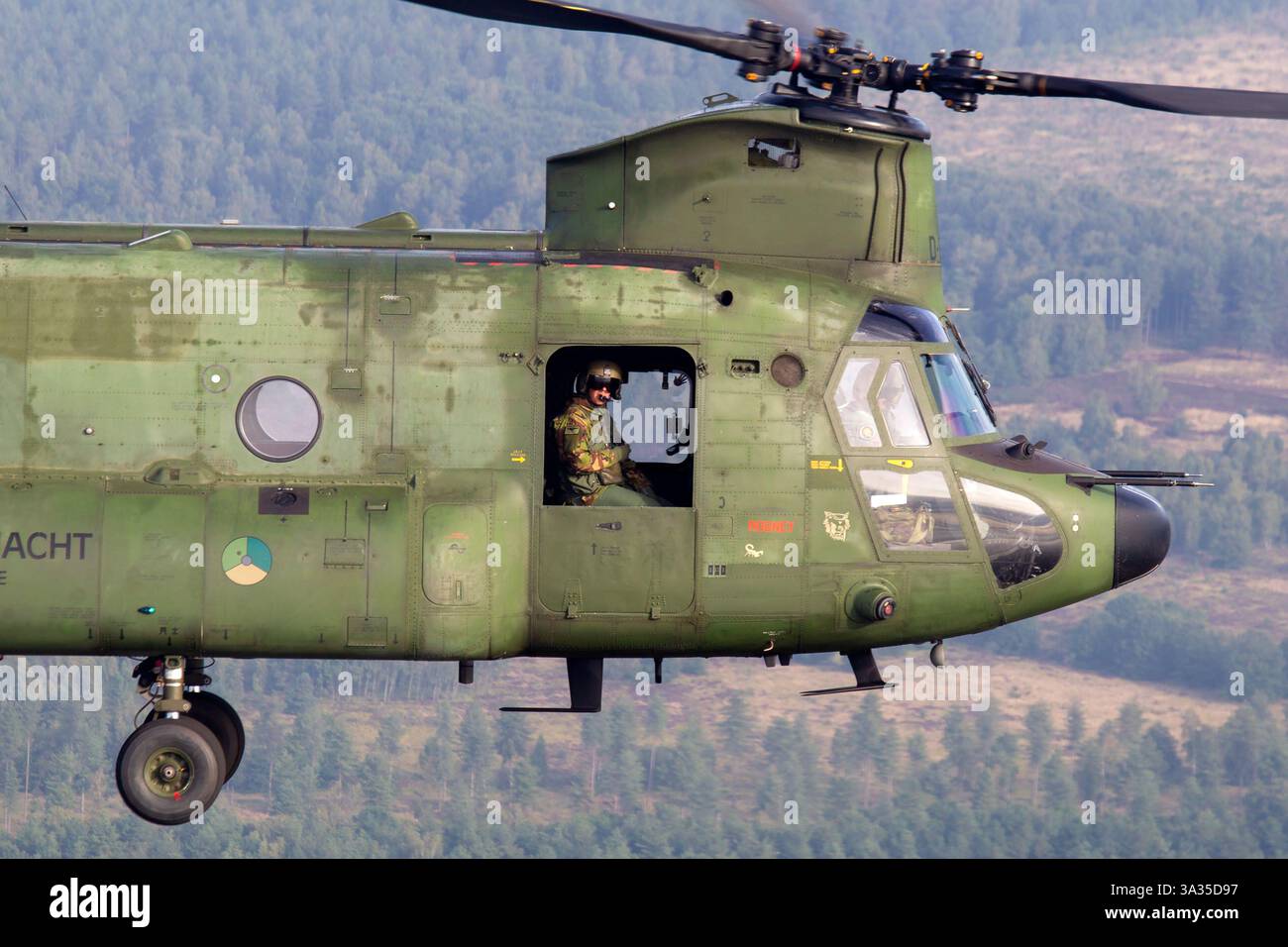 The Royal Netherlands Air Force CH-47 Chinook, Reg D-667, is a heavy ...