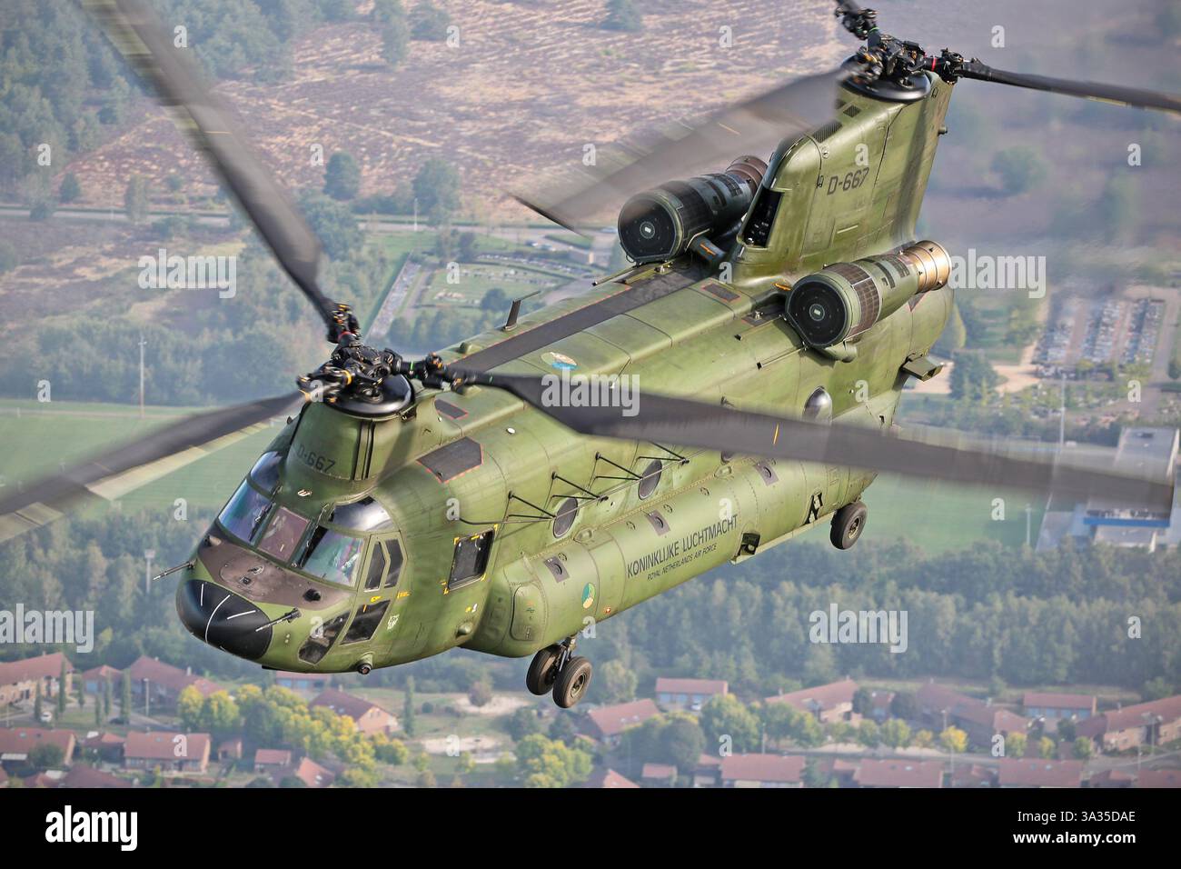 The Royal Netherlands Air Force CH-47 Chinook, Reg D-667, is a ...