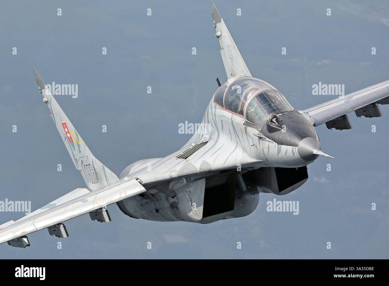 The Mikoyan-Gurevich MiG-29, Reg SL-1303, is a supersonic fighter jet ...
