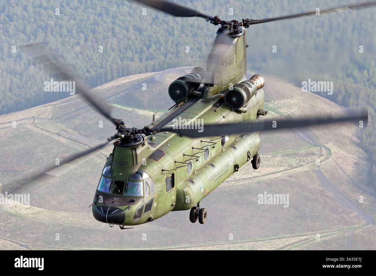 The Royal Netherlands Air Force CH-47 Chinook, Reg D-667, is a heavy ...