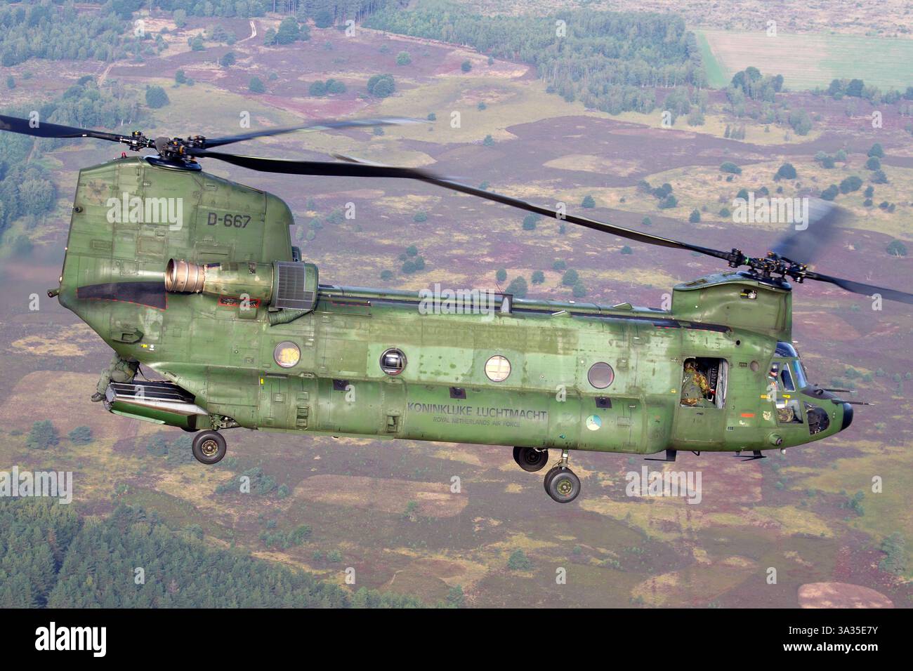 The Royal Netherlands Air Force CH-47 Chinook, Reg D-667, is a large ...