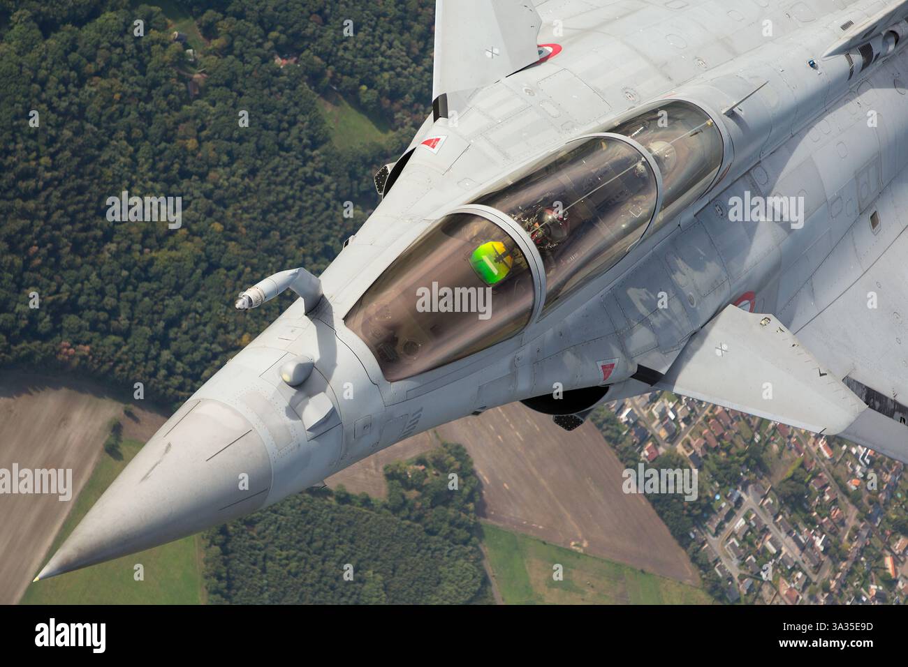 The Royal Air Force Eurofighter EF-2000 Typhoon FGR4 performs aerobatic maneuvers, showcasing ...