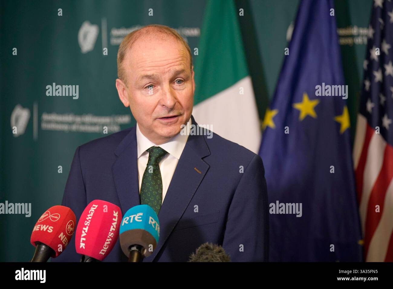 Taoiseach Micheal Martin speaking to the media in Washington DC, on the ...
