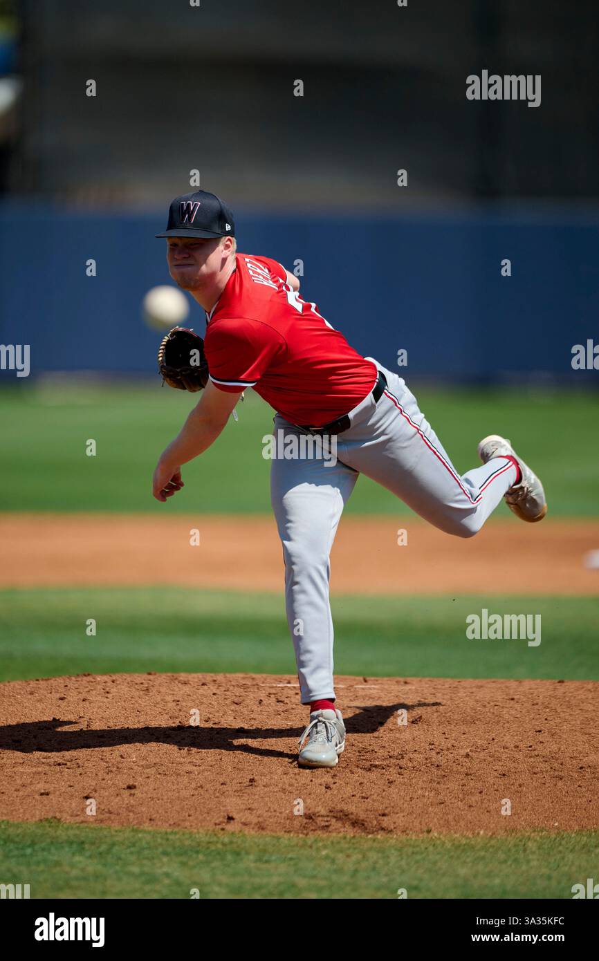 Washington Nationals pitcher DJ Herz (77) delivers a pitch during an ...