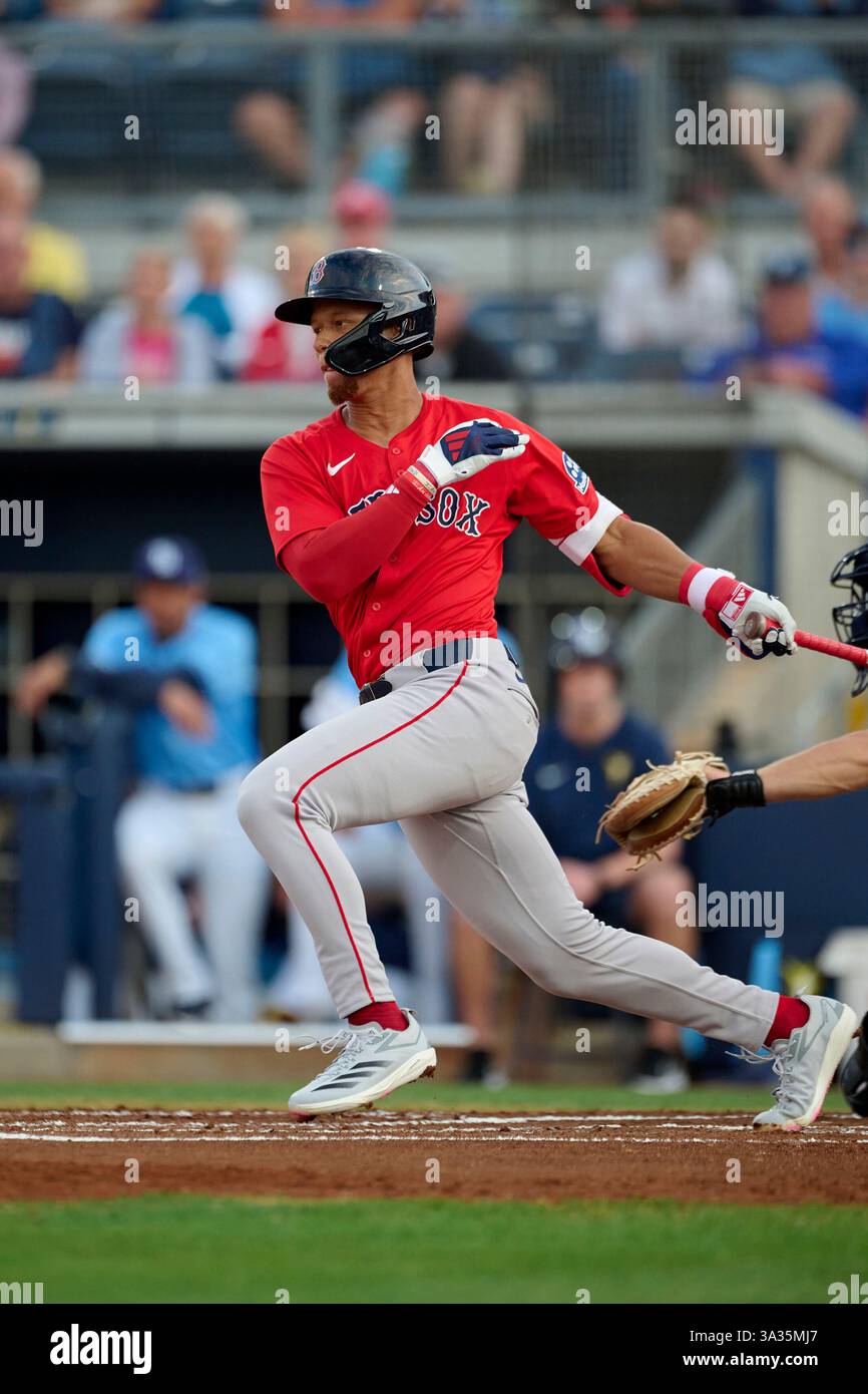 Boston Red Sox Kristian Campbell (28) at bat during an MLB Spring ...