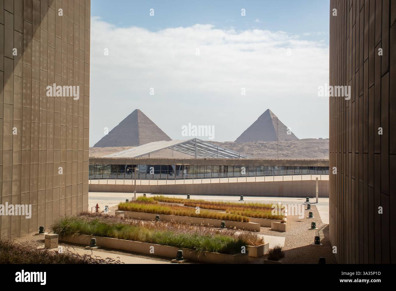 Great pyramids view from the Grand Egyptian Museum (GEM Stock Photo - Alamy