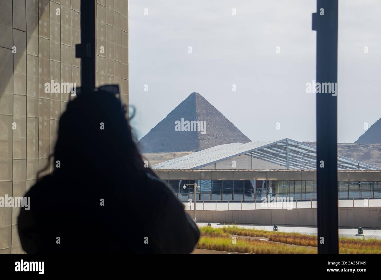 Great pyramids view from the Grand Egyptian Museum (GEM Stock Photo - Alamy
