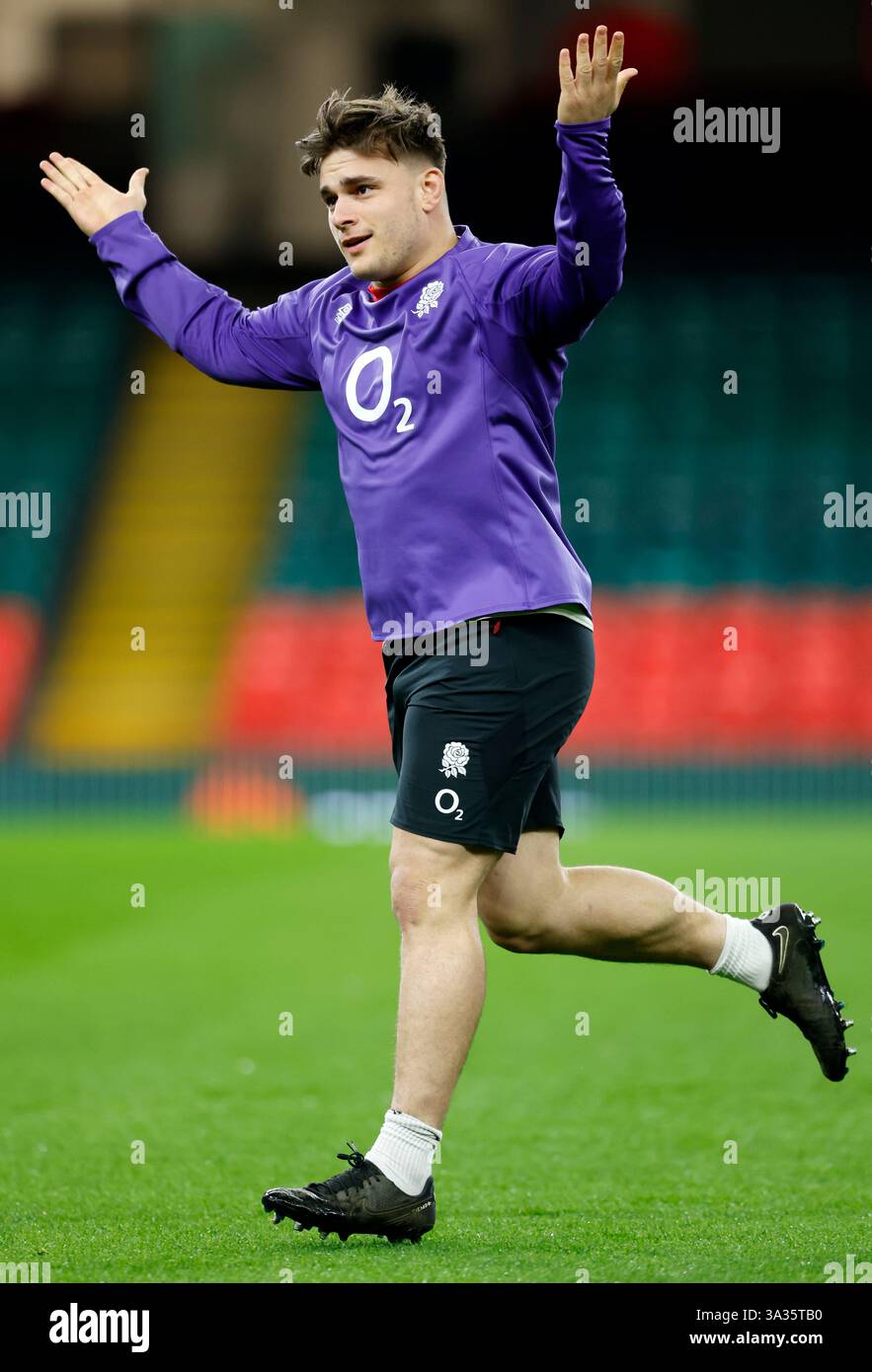 England's Theo Dan during a captain's run at the Principality Stadium ...