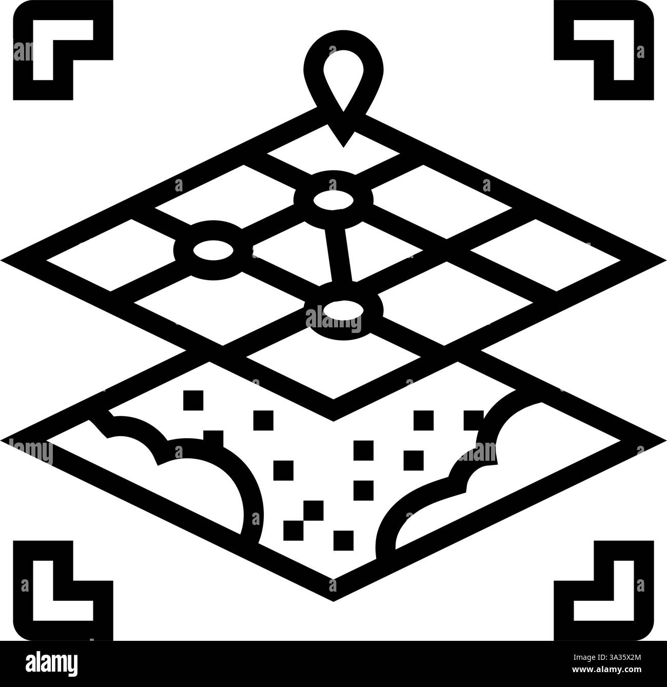 digital map overlay augmented reality line icon vector illustration ...