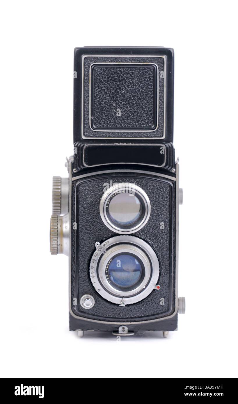 Old Twin Lens Reflex Cameras Isolated On White Background Stock Photo ...