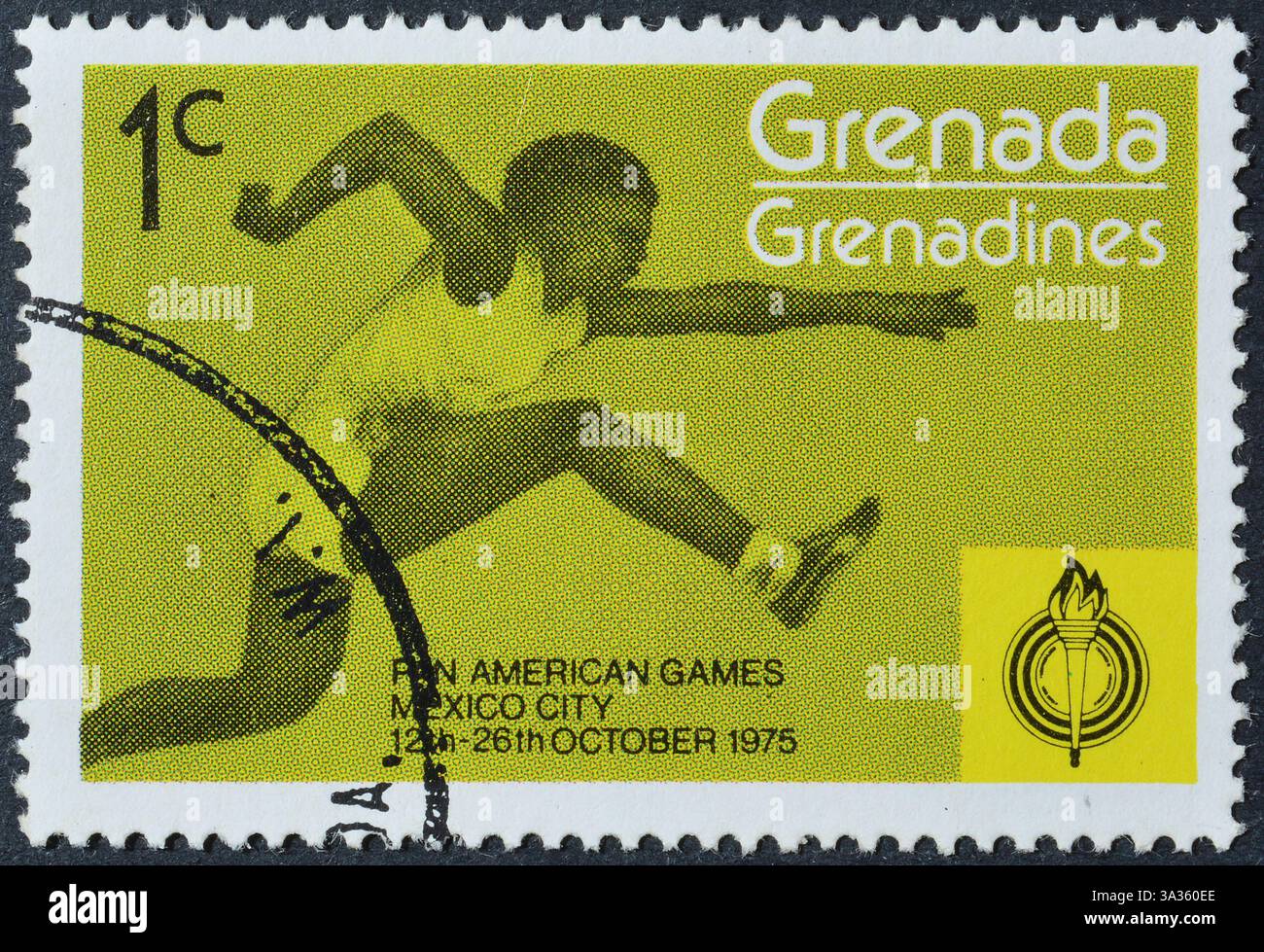 Cancelled postage stamp printed by Grenada, that promotes Pan-American ...