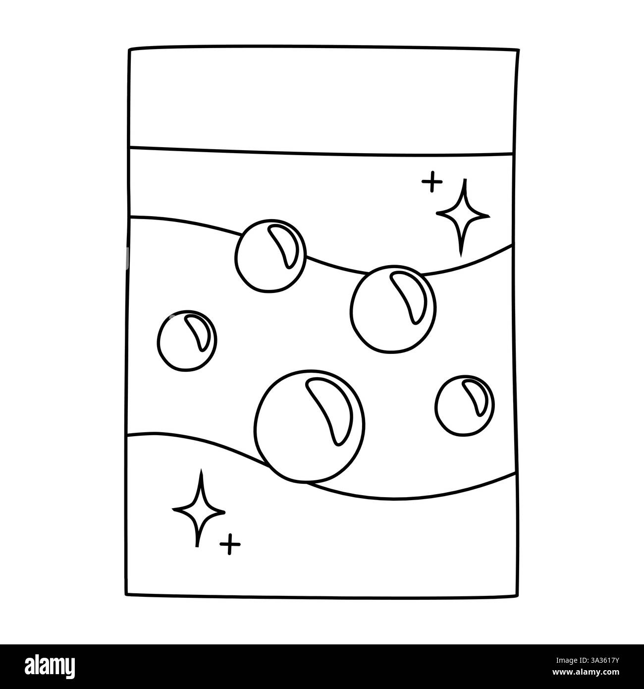Laundry detergent package with floating soap bubbles symbolizing ...