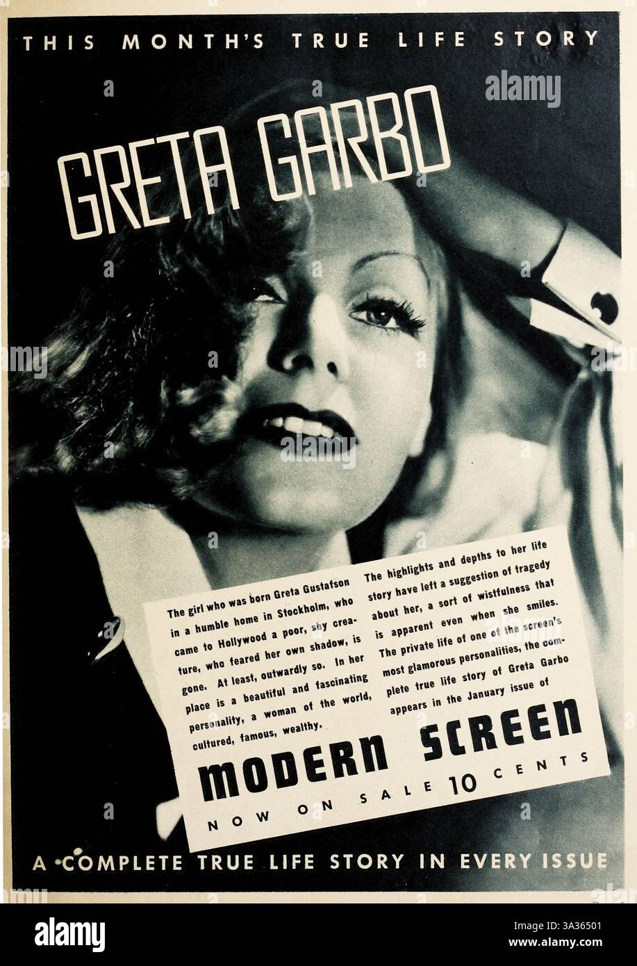 1938 "Modern Screen" magazine promo featuring Greta Garbo, a celebrated ...