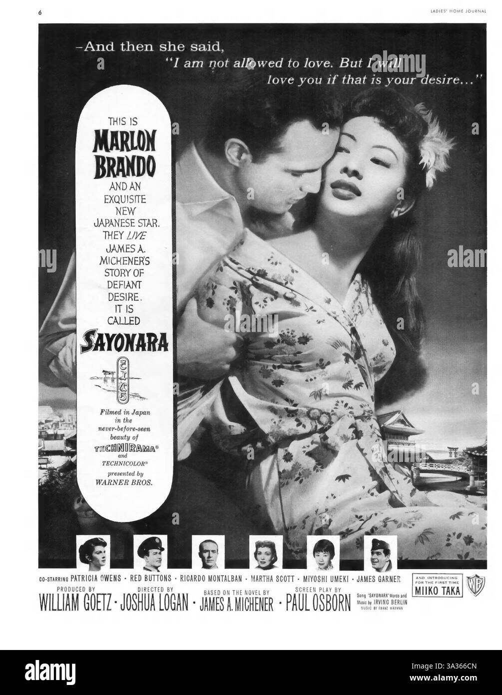1957 Sayonara film ad, a romantic drama set in post-World War II Japan ...