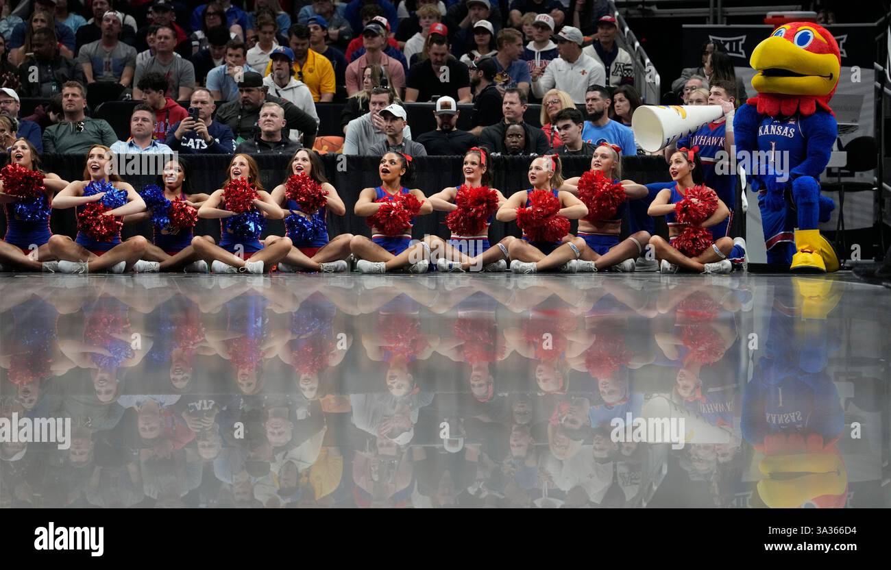 MAR 13 2025: Kansas cheer squad roots on the Jayhawks against Arizona ...