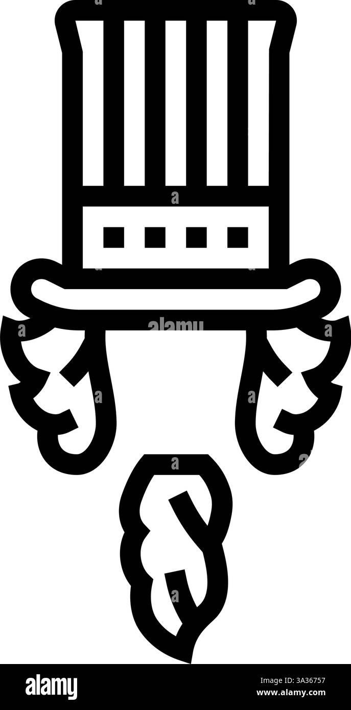 hat beard uncle sam line icon vector illustration Stock Vector Image ...