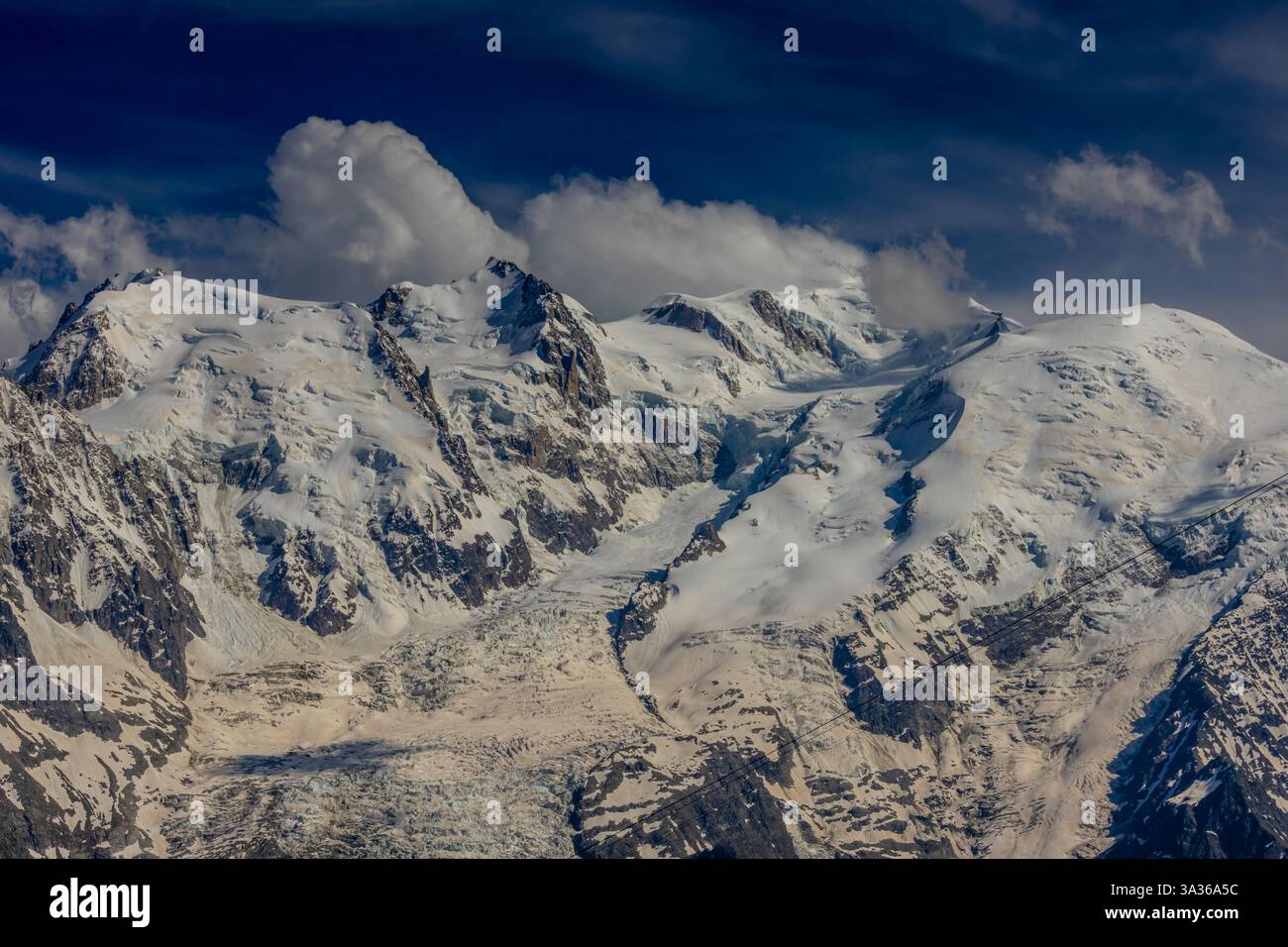 Aiguilles de Chamonix rocky granite mountain peaks in french Alps ...