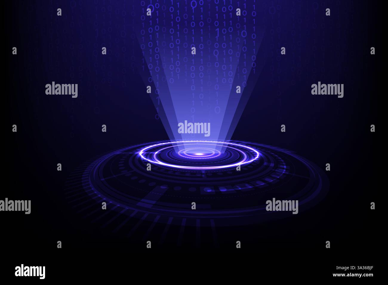Abstract Big data Technology binary code wall random blue digits ...