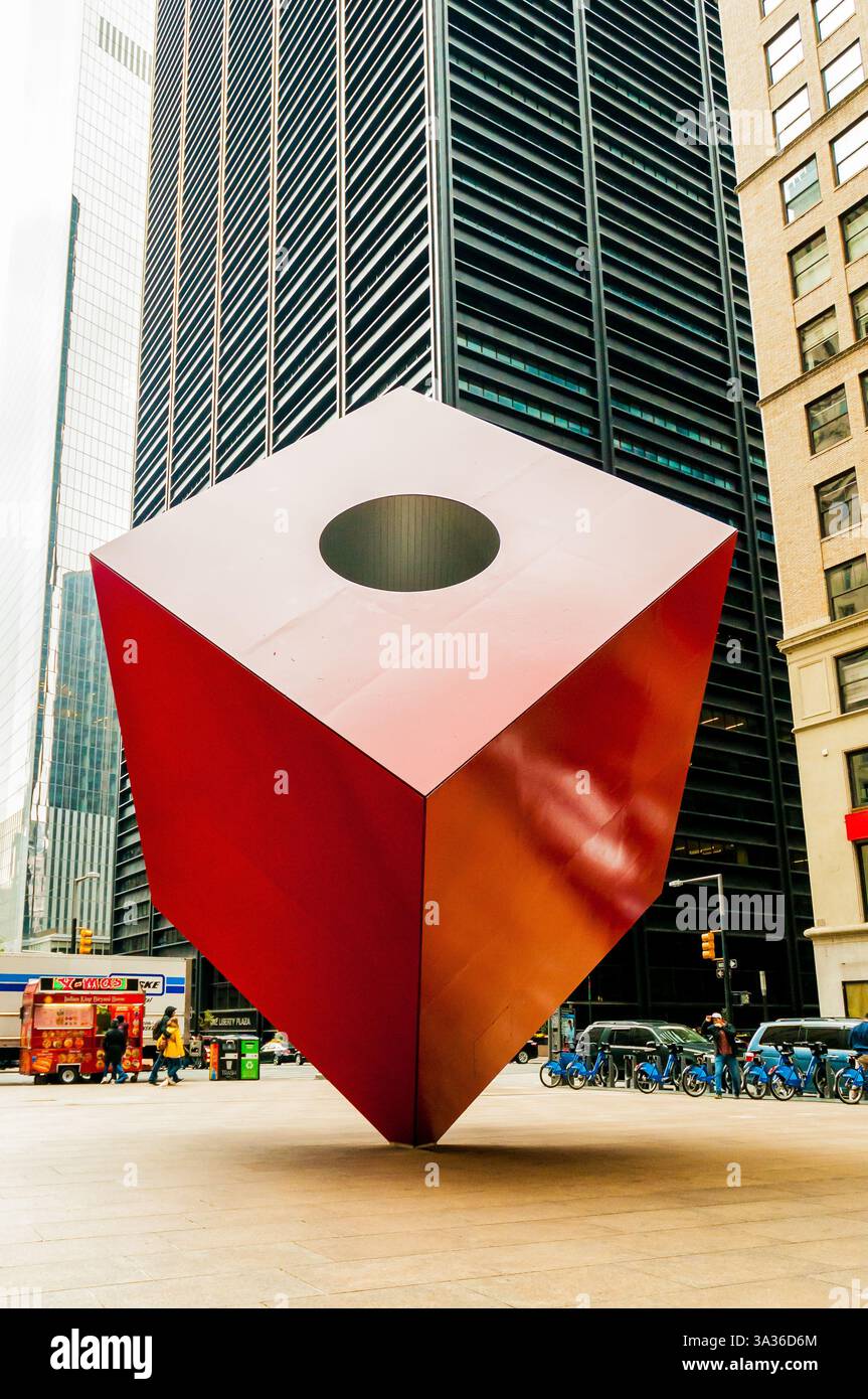 Red Cube, New York City Stock Photo - Alamy
