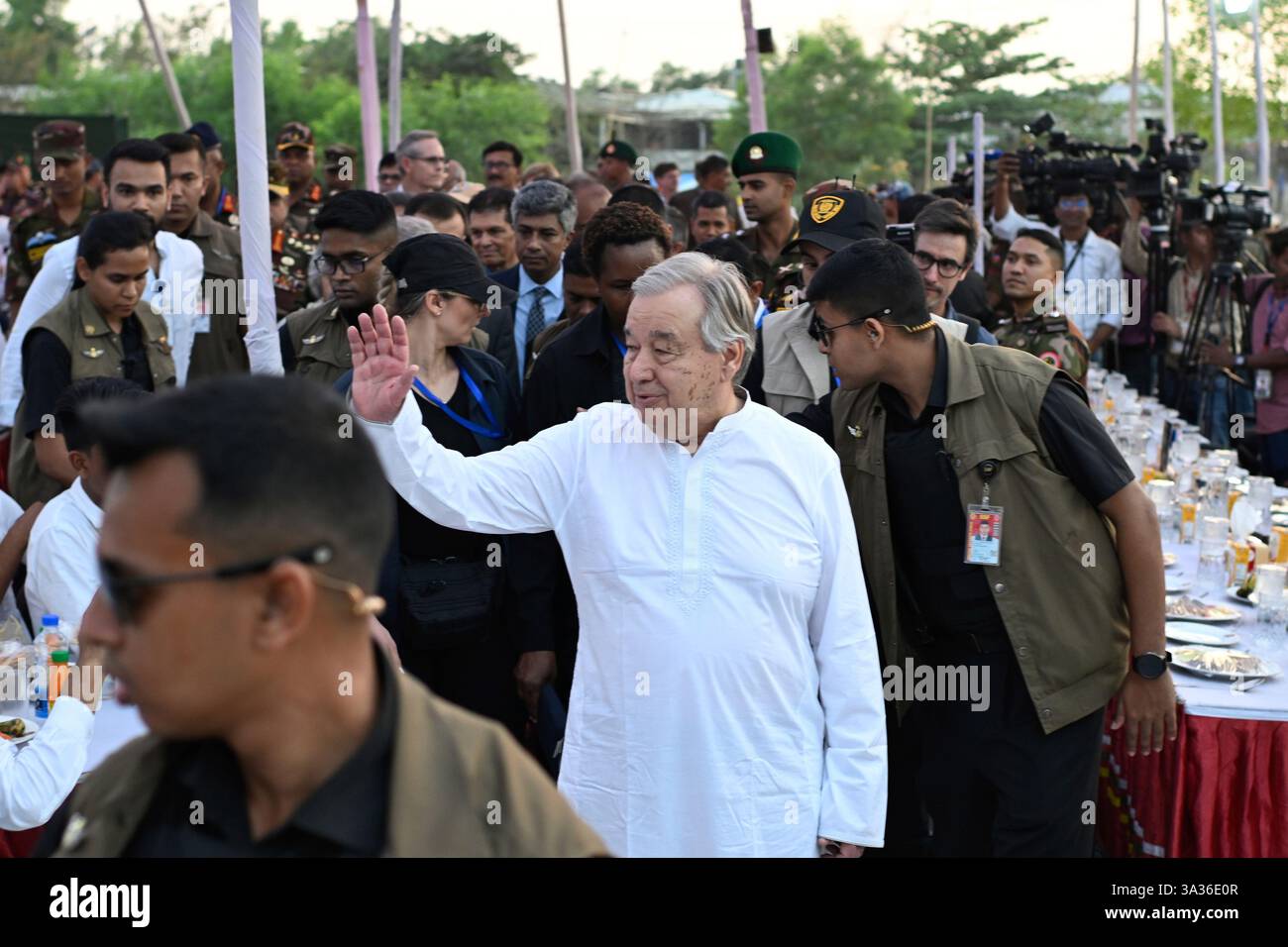 U.N. Secretary-General António Guterres arrives to break fast with Rohingya refugees at the ...
