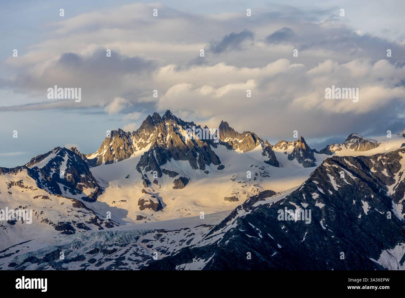 Aiguilles de Chamonix rocky granite mountain peaks in french Alps ...
