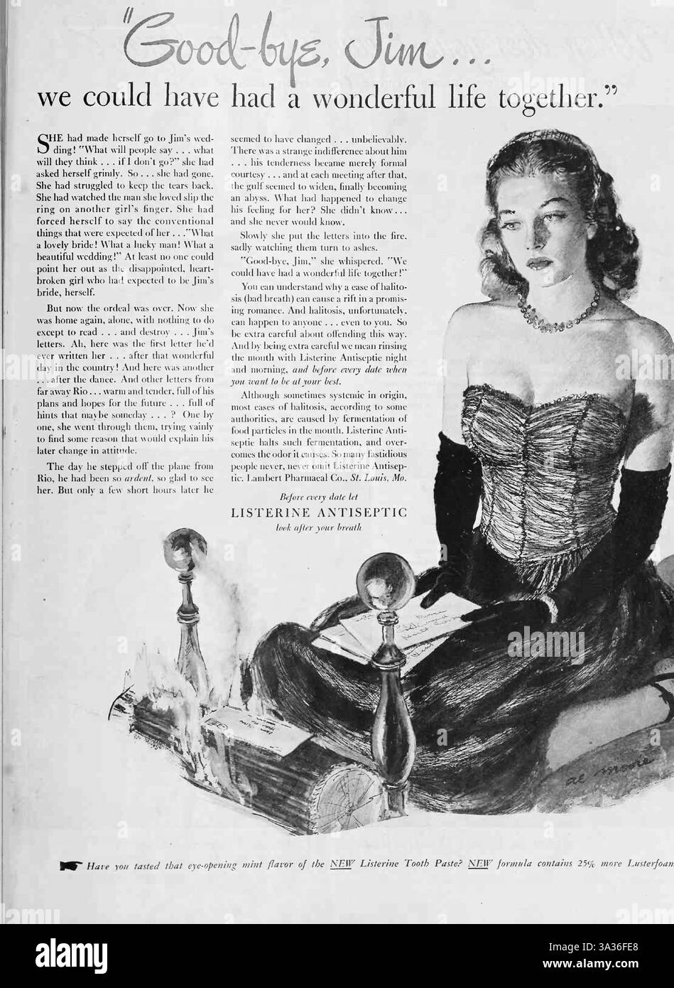 1948 Listerine Antiseptic print ad - Goodbye Jim - art by Al Moore Stock Photo - Alamy