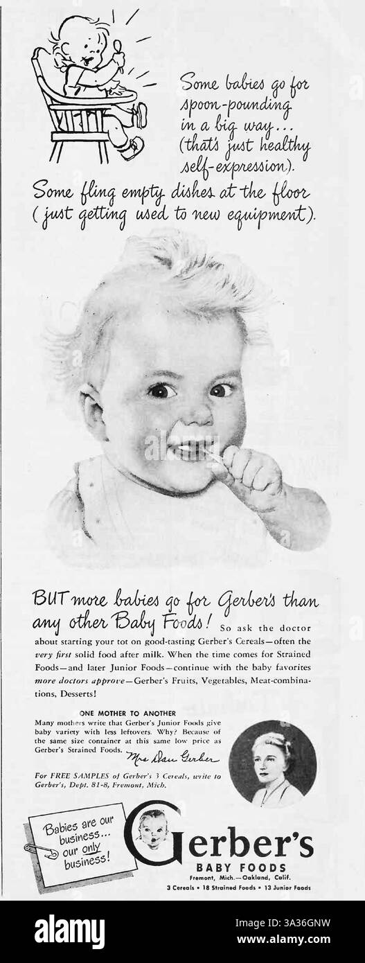 1948 Gerber's Baby Food Ad Stock Photo - Alamy