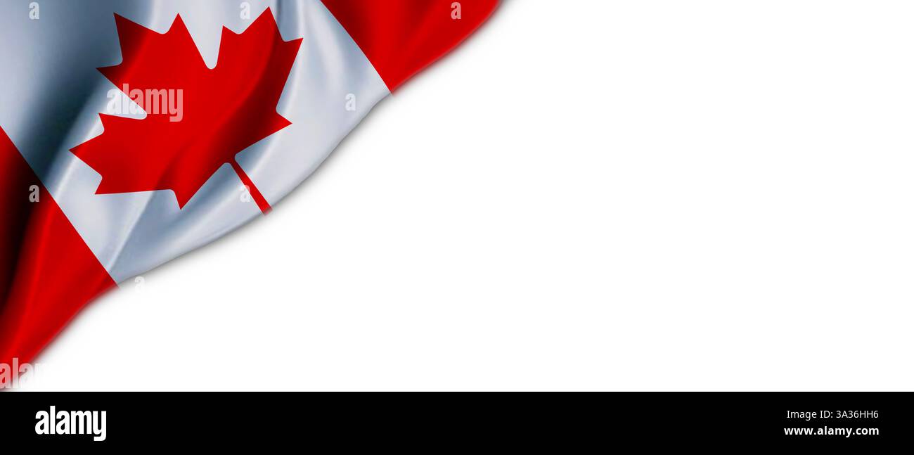 White background with Canadian flag on the top left Stock Photo - Alamy